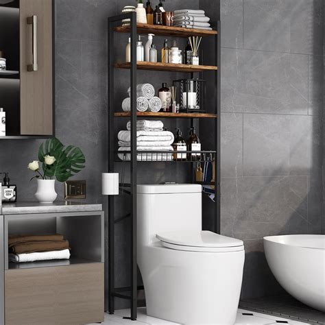 Over The Toilet Storage Rack 4 Tier Bathroom Organizer Shelf Over