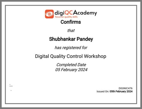 Arshubhankar Pandey On Linkedin Registered Certificate For Digiqc Academy
