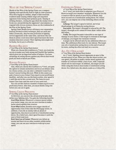 Looking For Feedback About This Monk Subclass I Am Preparing For