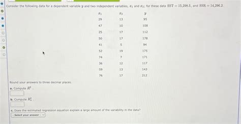 Solved Onsider The Following Data For A Dependent Variable Y
