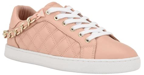 Guess Reney Stylish Quilted Sneakers With Chain Ornament In Pink Lyst