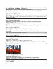 Art 101 Midterm Study Guides Docx STUDY GUIDE ROLES OF THE ARTIST Nonverbal Means Of Artistic