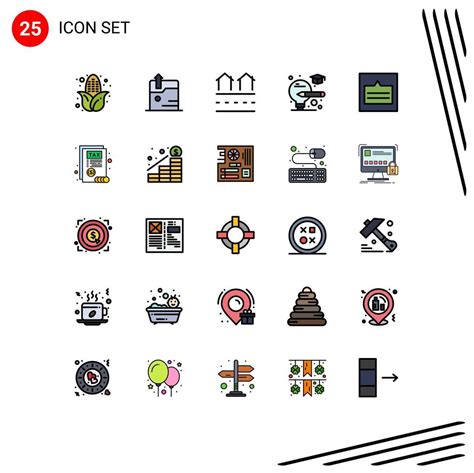 Filled Line Flat Color Pack Of 25 Universal Symbols Of Popup Layout Housing Grid Light Editable