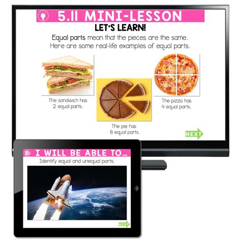 Lucky To Learn Math 1st Grade Geometry And Fractions Lesson 511 Equal And Unequal