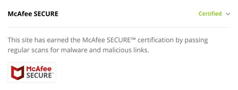 McAfee SECURE Certification TrustedSite