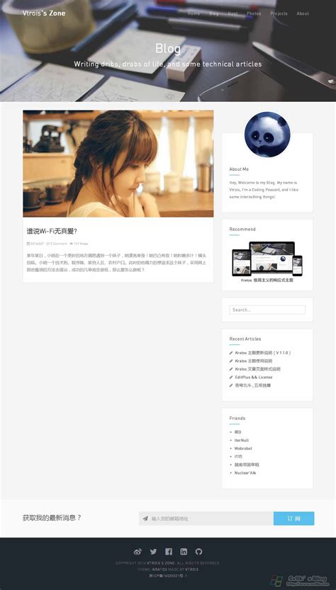 极简主义的wordpress响应式博客主题Kratos Svlik s Blog