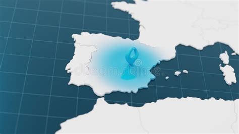 Highlight With Blue Of Spain 3d Map With Pointer Pin Surrounded With