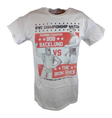 Bob Backlund Vs Iron Sheik Wwe Championship Mens White T Shirt M