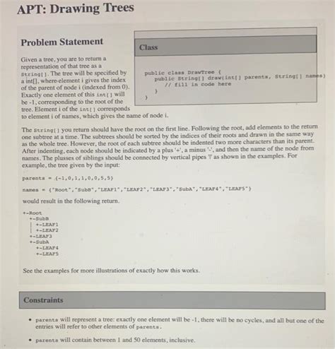 Solved APT Drawing Trees Problem Statement Given A Tree Chegg Com