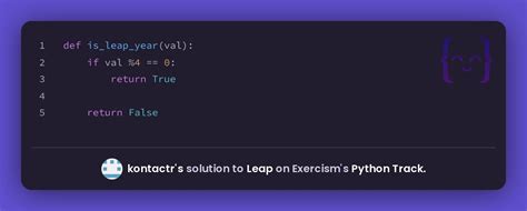 Kontactrs Solution For Leap In Python On Exercism