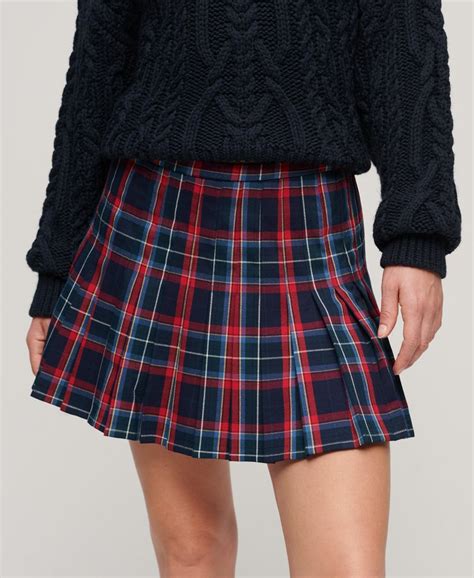 Dames Geruite Minirok Met Middelhoge Taille Blue Red Check Superdry Nl