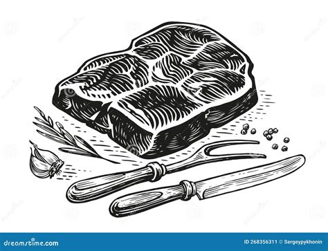 Grilled Steak With Knife And Fork Cooking Beef Barbecue Meat Dish