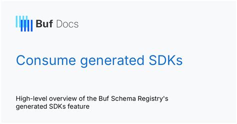 Generated SDKs Buf Docs