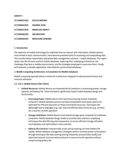Mobile Database Groupwork Pdf Databases Computer Network