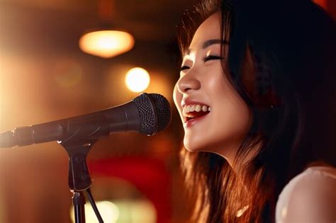 Premium AI Image An Asian Woman Singing In Karaoke Divercity
