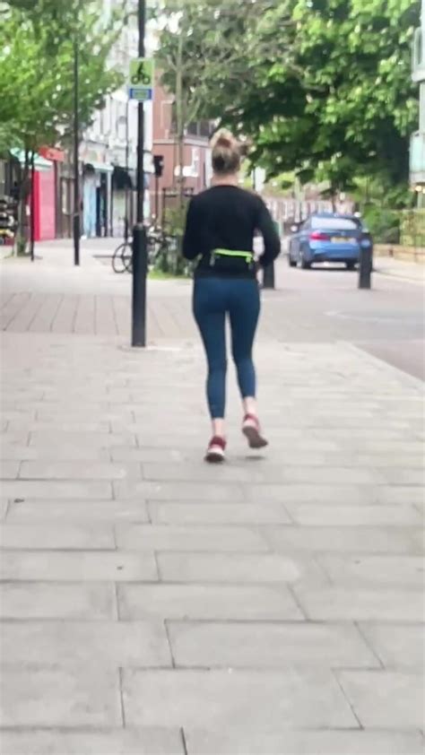 Skinny Blonde In Blue Yoga Pants