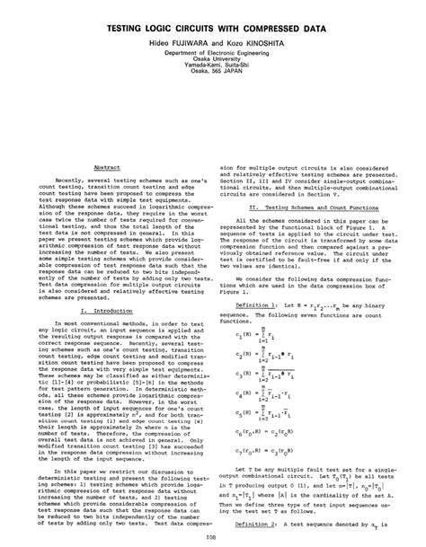 PDF Testing Logic Circuits With Compressed Data