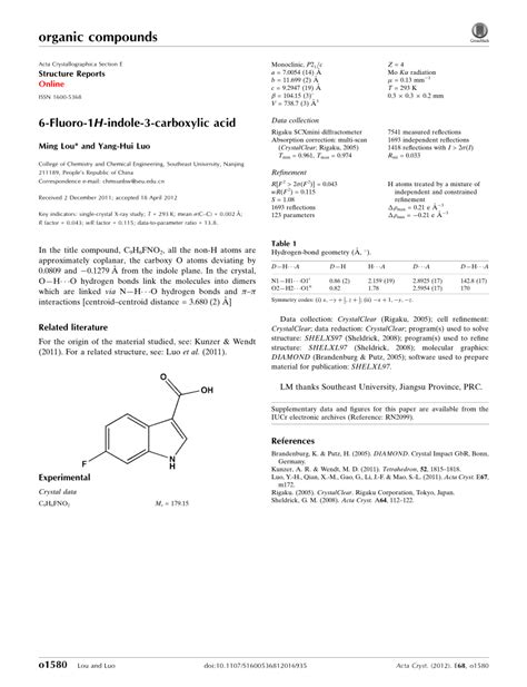 Pdf Chloro H Indole Carboxylic Acid