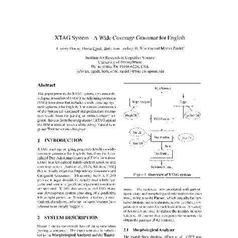 Xtag System A Wide Coverage Grammar For English Acl Anthology