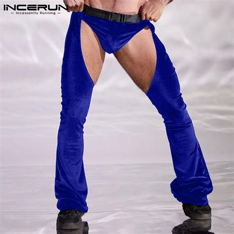 Incerun กางเกงขาตรงแฟชั่นสำหรับผู้ชาย กางเกงขายาวทรงขาตรงสไตล์ตะวันตกสำหรับนักวิ่งเต้น Hippy