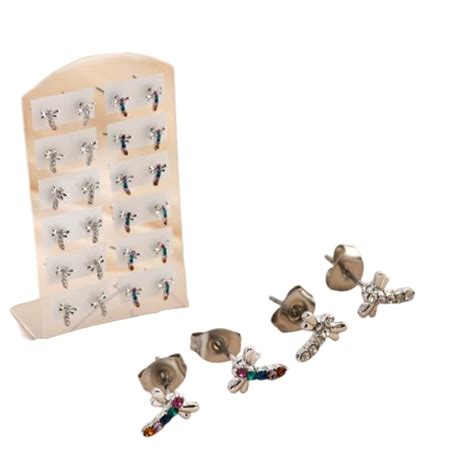 Lunera Acero Aro Pasante Acero Libelula Strass X Blister