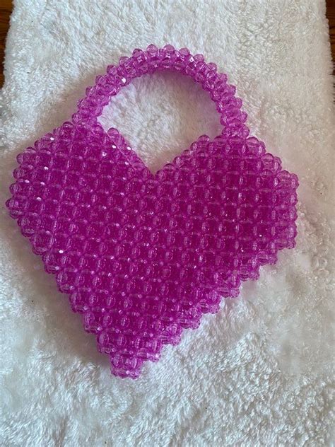 Beaded Heart Bag Etsy Beaded Bags Beaded Beaded Purses