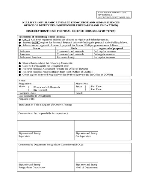 Dissertation Thesis Proposal Defense Must Be Typed Doc Template Pdffiller
