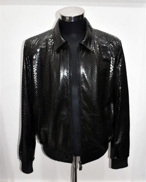Billionaire Black Genuine Python Leather Jacket Leather Guys