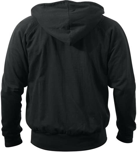 Mens Black Thermal Lined Full Zip Hoodie Heavyweight Hooded Sweatshirt