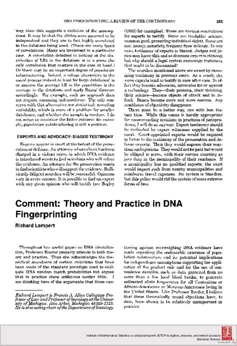 Pdf Dna Fingerprinting A Review Of The Controversy Comment Theory And Practice In Dna