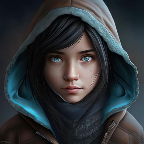 Una Chica Con Ojos Azules Y Capucha Foto Premium