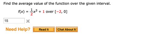 solved find the average value of the function over the given