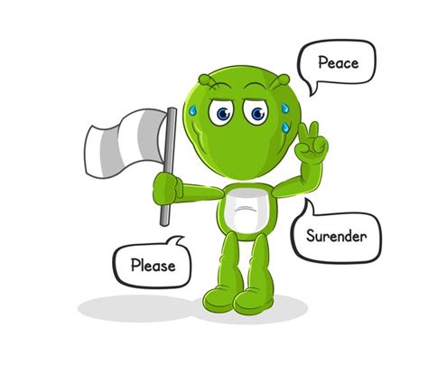 Premium Vector Alien Hold Surrender Flag Mascot Cartoon Vector