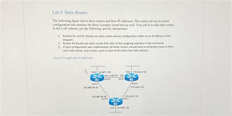 [solved] Lab 3 Static Routes The Following Figure Shows Three Routers And Course Hero