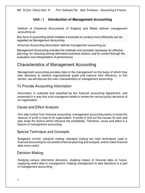 Module I Introduction of Management Accounting | PDF | Management Accounting | Accounting