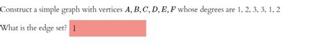 Solved Construct A Simple Graph With Vertices A B C D E F Chegg