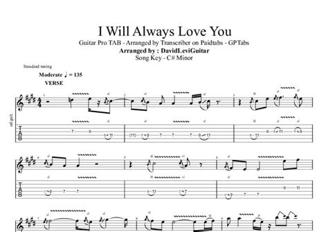 Whitney Houston I Will Always Love You From The Bodyguard Movie Tab