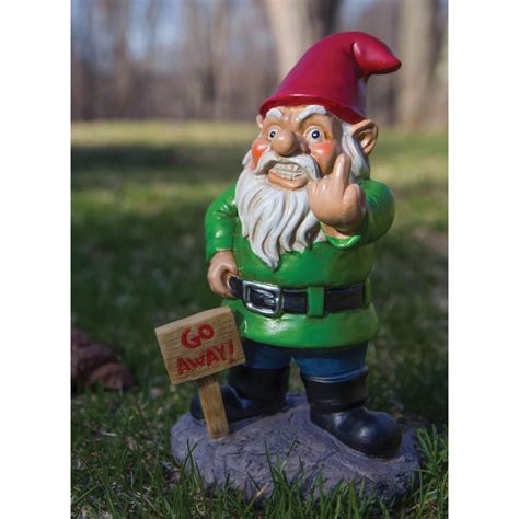 Go Away Garden Gnome Statue Retrofestiveca