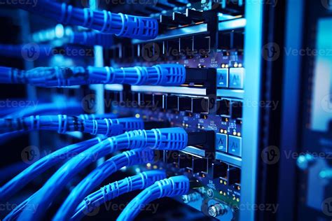 Ai Generated Close Up Photo Of A Server Patch Panel With Many Ports And