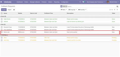 Odoo Website Request For Callback Odoo Callback Request Form