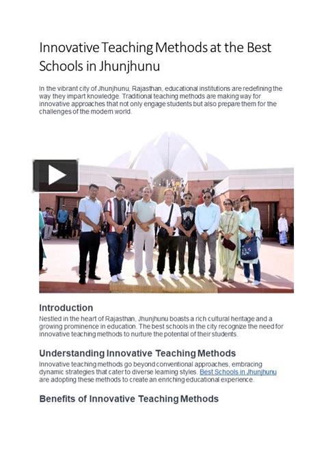 Innovative Teaching Methods At The Best Schools In Jhunjhunu