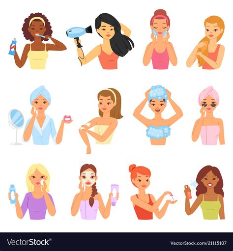 Woman Bathing Beautiful Girl Character In Vector Image