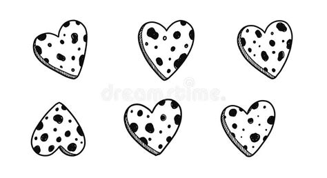 Playful Dalmatian Heart Collection Hand Drawn Love In Spots Stock