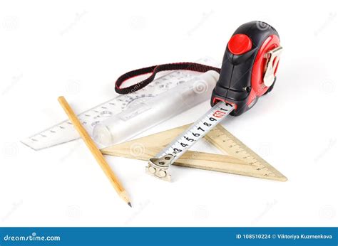 Measure And Pencil On The Cement Background Royalty Free Stock