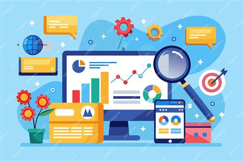 Premium Vector An Illustration Depicting Digital Marketing Analytics And Strategy Featuring