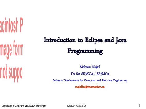 Introduction To Eclipse And Java Programming Mehran Najafi
