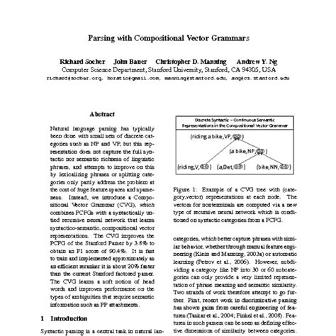 Parsing With Compositional Vector Grammars ACL Anthology