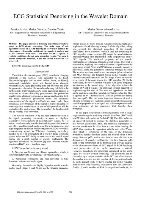Pdf Ecg Statistical Denoising In The Wavelet Domain