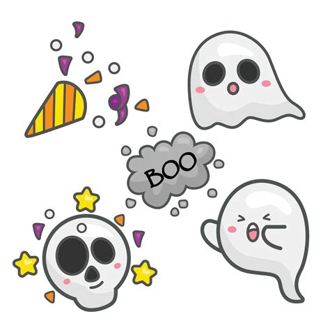 Cute Ghost Halloween Decoration Party Cartoon Illustration Vector