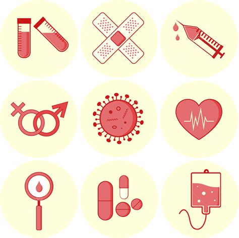 Icon World Aids Day Vector Design Red Icons Vector Hiv Day Hiv Virus
